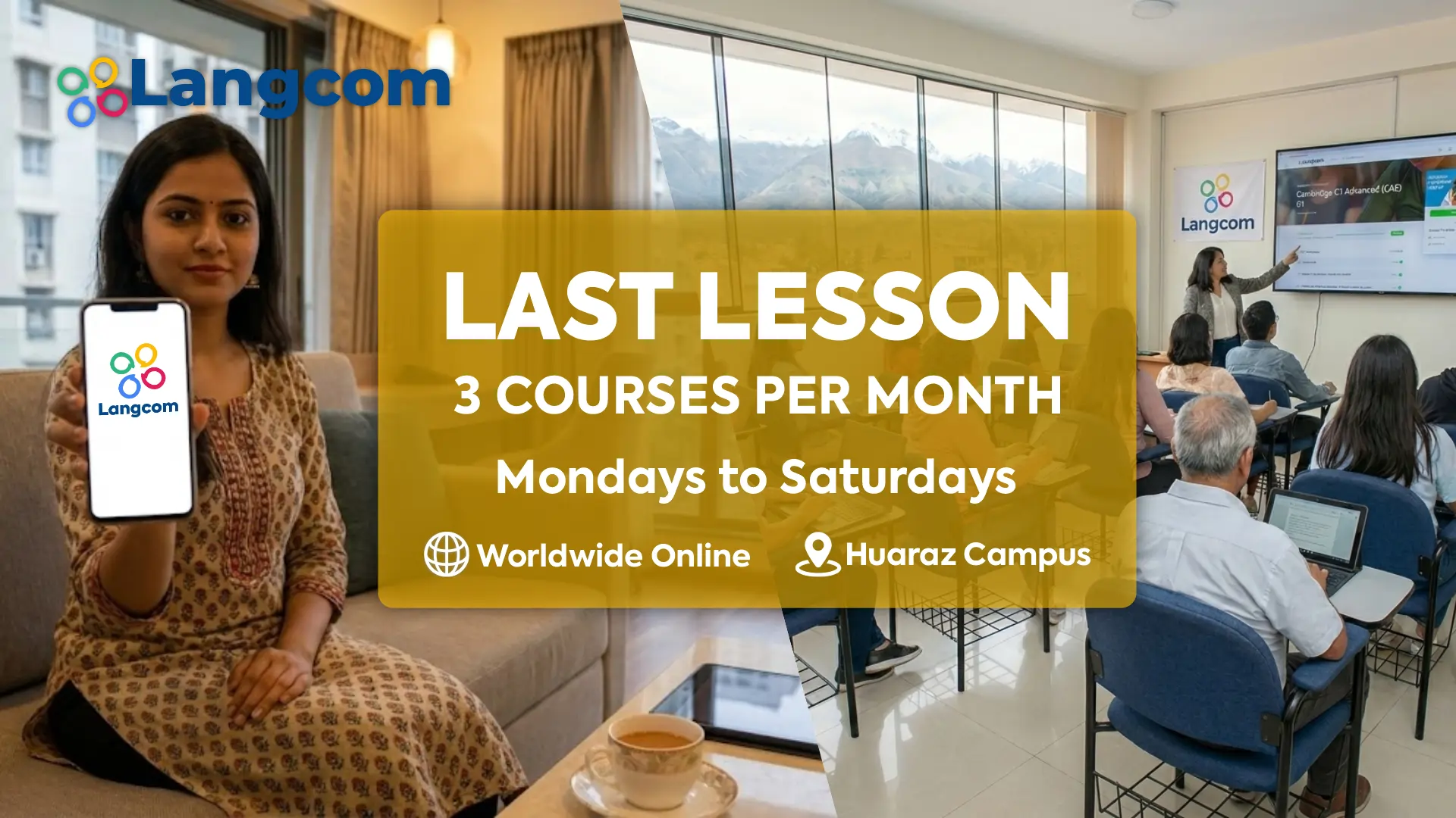 Last Lesson | 3 Courses per Month | Mondays to Saturdays - Langcom